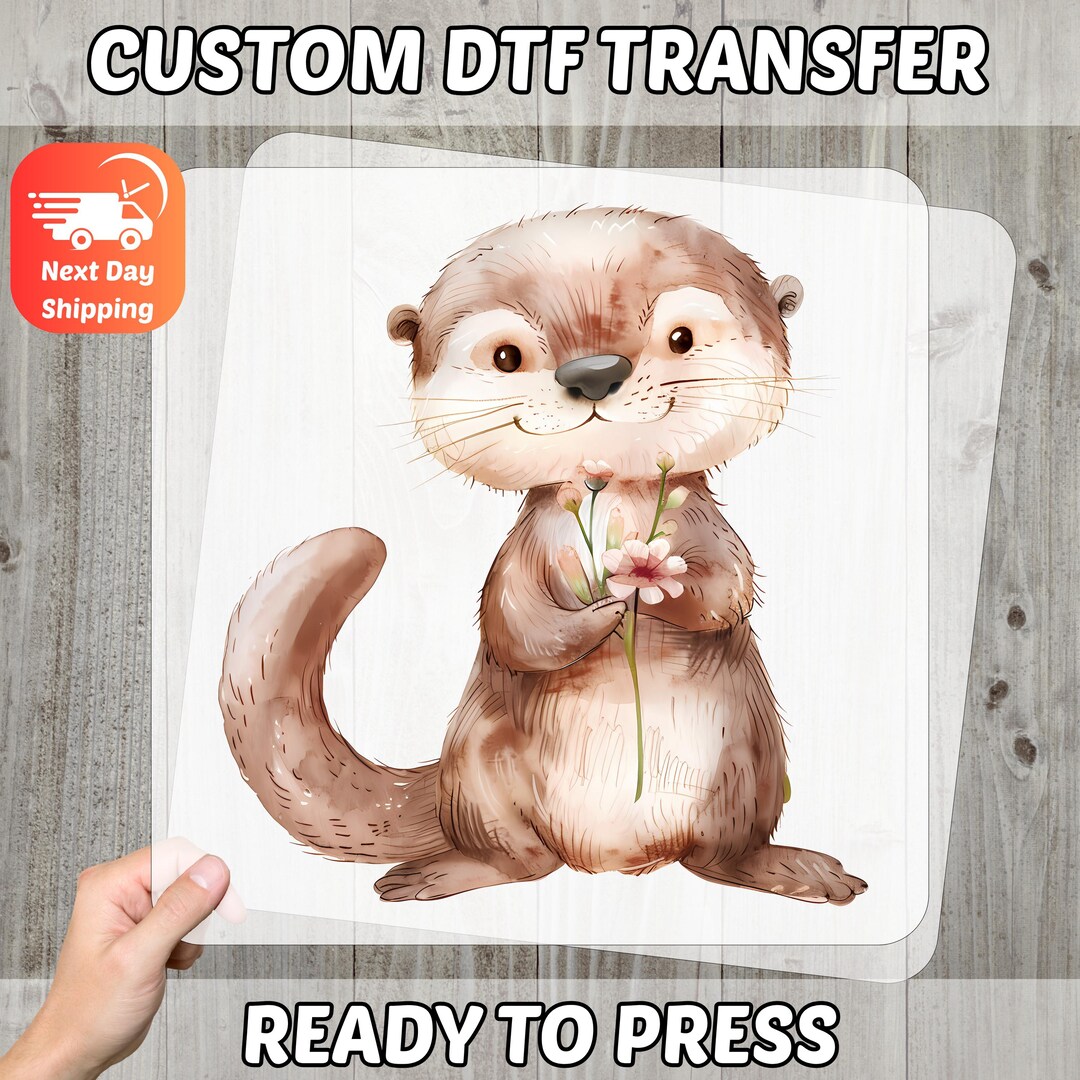 Cute Otter Flowers DTF Transfer Iron-on for Animal Lovers T-shirt ...