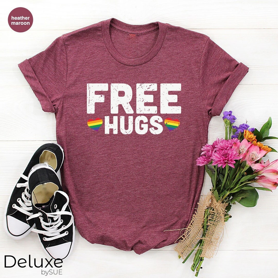 Hug T-shirt, Free Hug Sweatshirt, Hug Shirt, Colored Hug Tshirts, LGBT ...