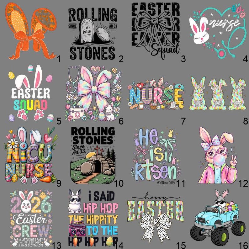 Easter DTF Transfer for Shirts, Cute Bunny Egg Iron on Design, Pastel ...
