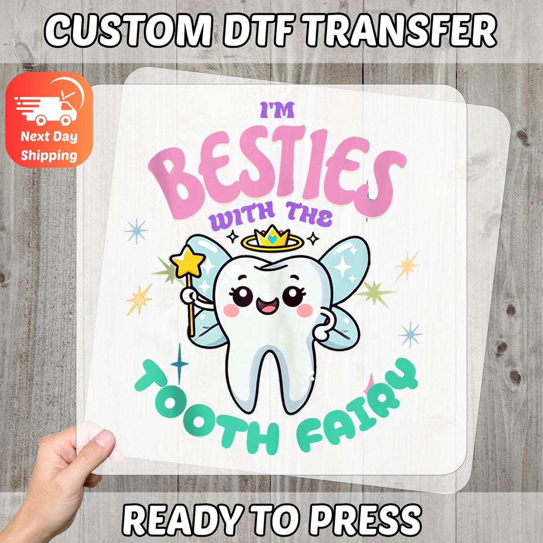 Cute Tooth Friends & Fairy Iron-on DTF Transfer for Kids T-shirt ...