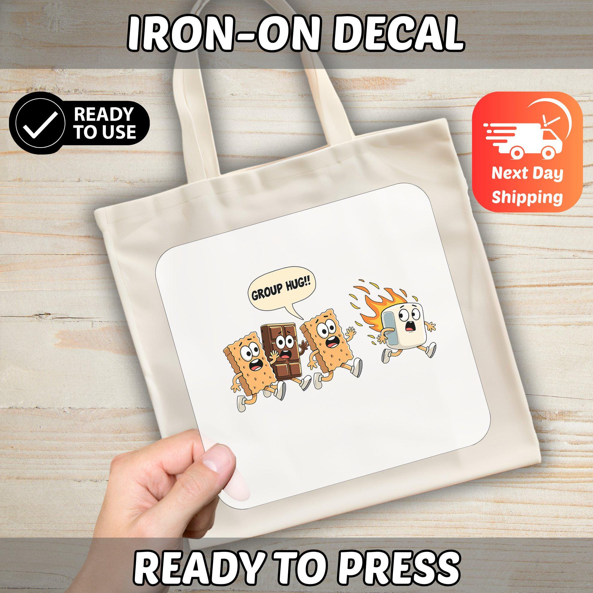 Group Hug Marshmallow Iron-on Decal, Funny Camping Heat Transfer ...