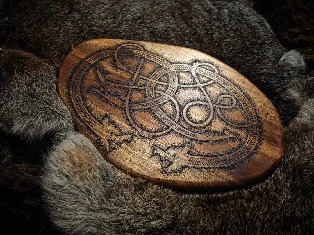Handmade Pyrography, Traditional Nordic Art, Urnes/ringerike Wyrm ...