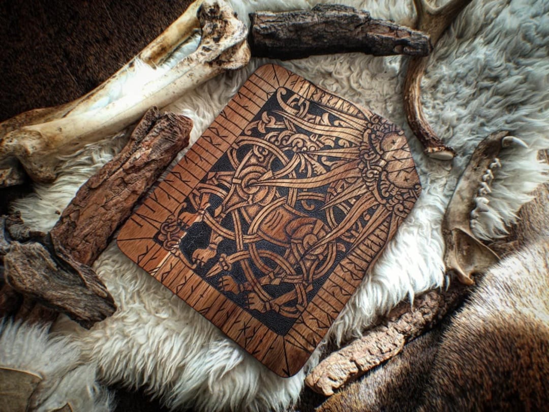 FENRIR and the Maiden, Viking Wall Decor, Handmade Nordic Pyrography ...