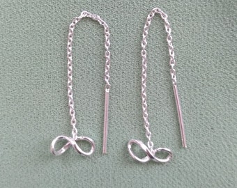 925 Sterling Silver Box Chain Pull Through Threader Earrings - Etsy UK