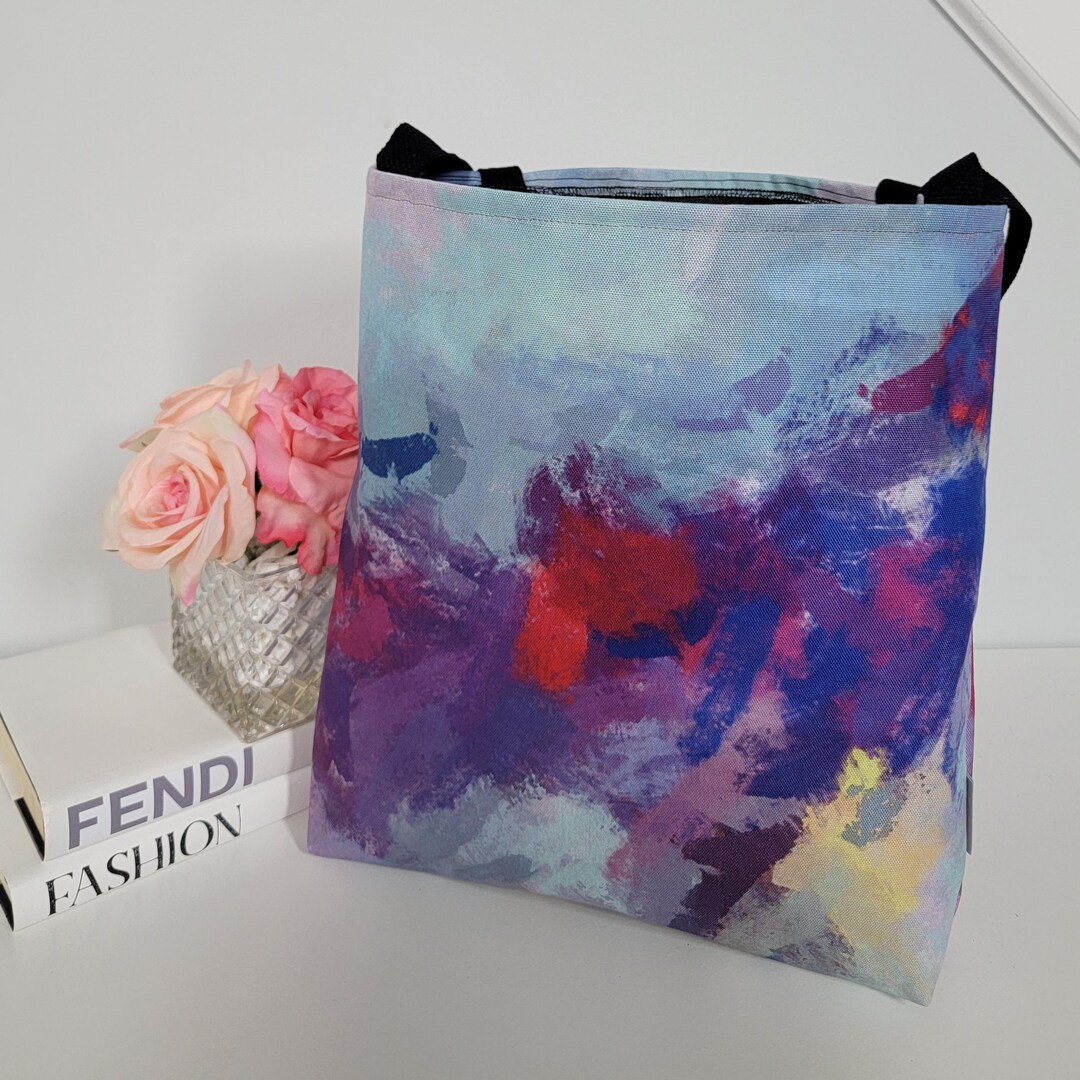 Abstract Art Tote Bag, Colorful Shoulder Bag, Modern Art Canvas Tote ...