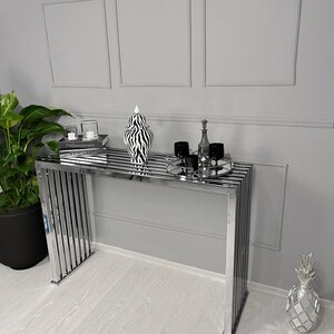 Modern Chrome Console Table, Sleek Entryway Furniture, Narrow Hallway ...