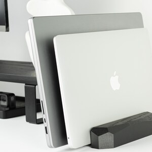 Premium Vertical Laptop Stand and Tablet Holder Solid Wood Office Desk ...