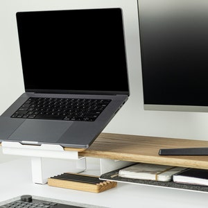 Laptop Stand Wood and Steel MacBook Pro Stand Wooden Laptop Riser Desk ...