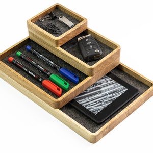 Catch All Tray Wooden Desk Tray for Jewelry, Keys, Watch, Glasses, Pens ...