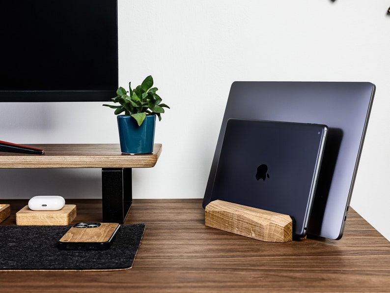 Premium Vertical Laptop Stand and Tablet Holder Solid Wood - Etsy