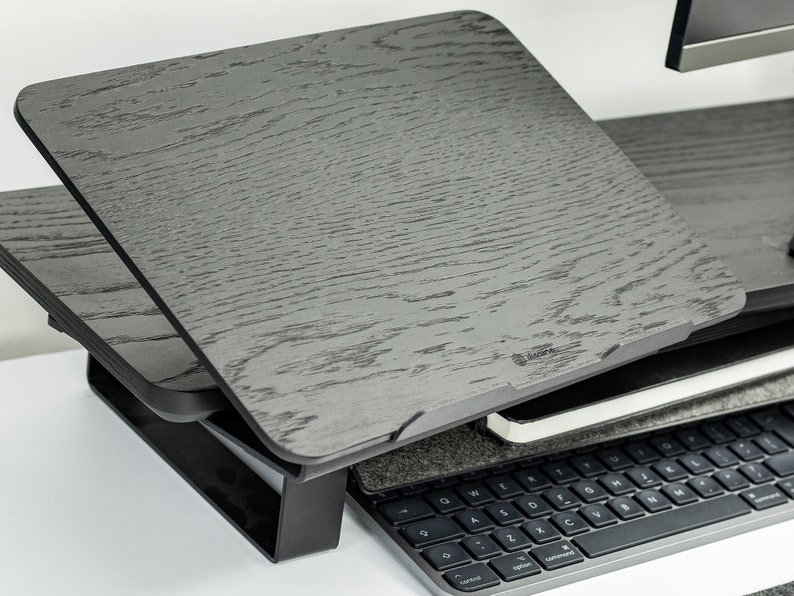 Laptop Stand Wood and Steel MacBook Pro Stand Wooden Laptop Riser Desk ...