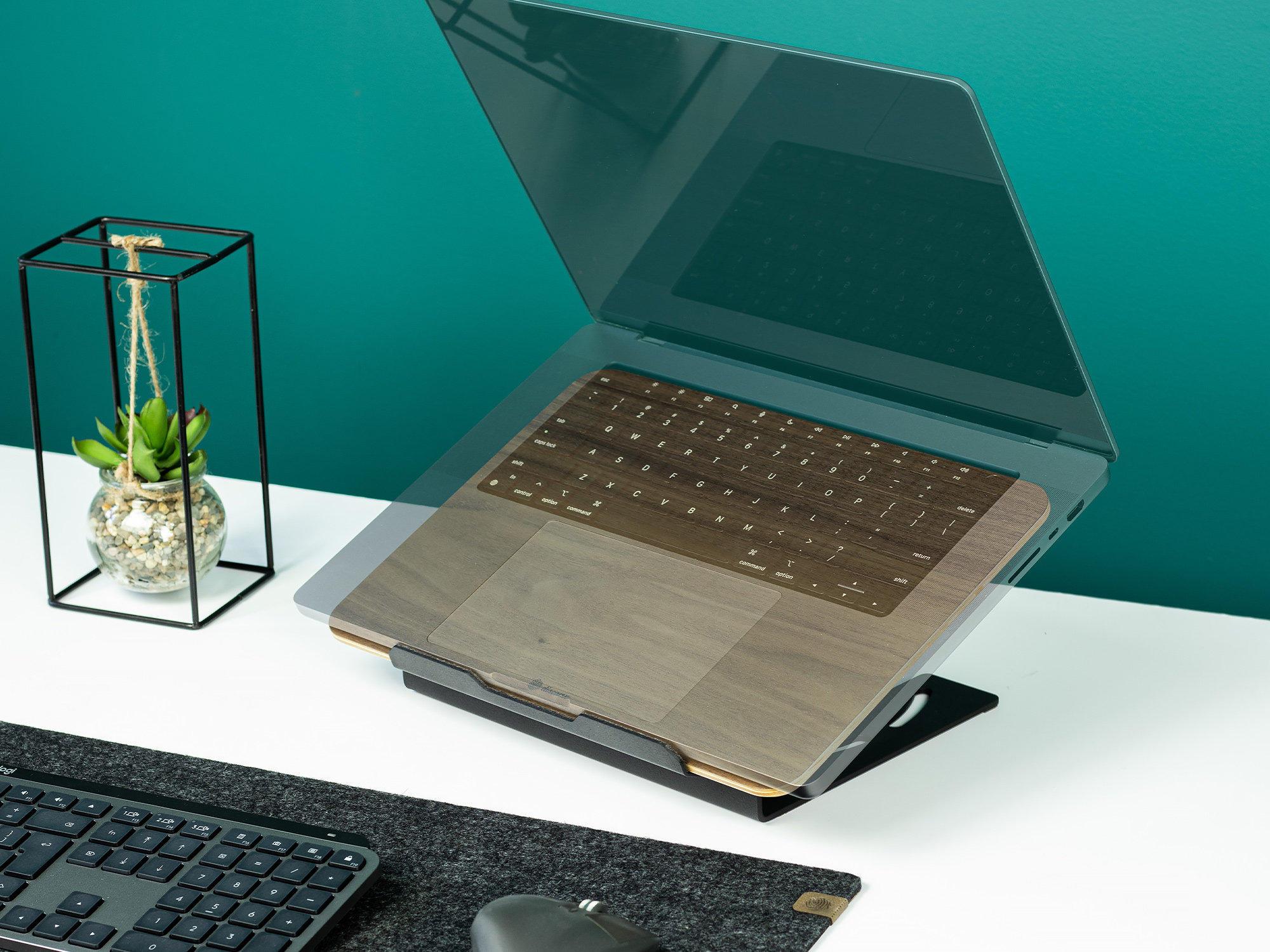 Laptop Stand Wood and Steel MacBook Pro Stand Wooden Laptop Riser Desk ...