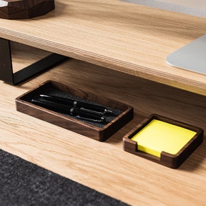 Office Desk Organizer Set: Wooden Catch All Trays Pen Holder - Etsy