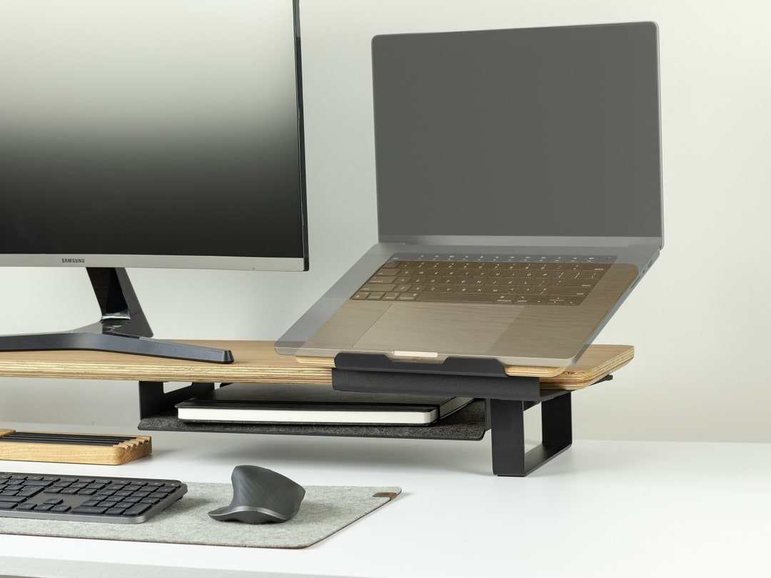 Laptop Stand Wood and Steel MacBook Pro Stand Wooden Laptop Riser Desk ...