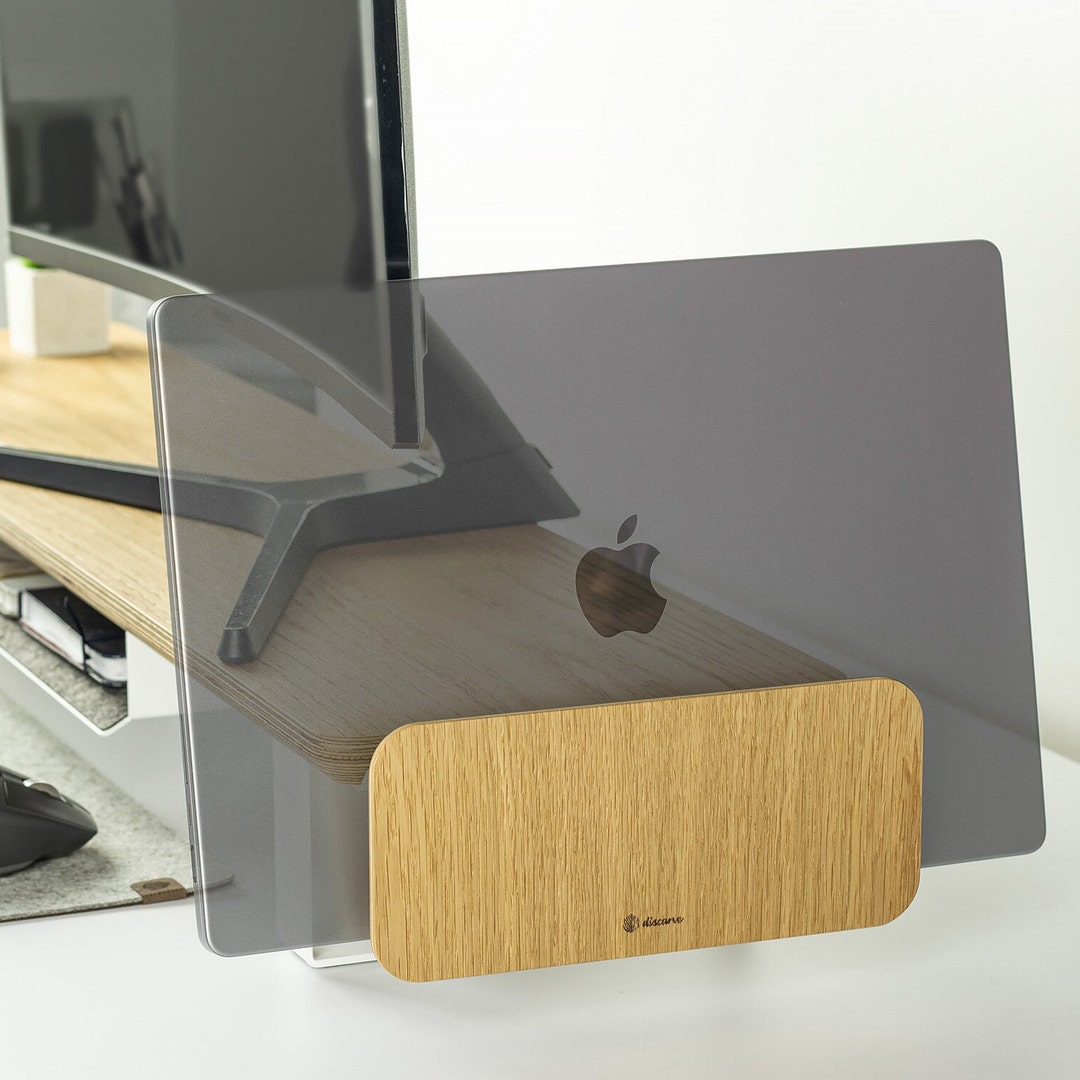 Vertical Laptop Stand, Tablet Holder Walnut / Oak / Black Oak Wood ...