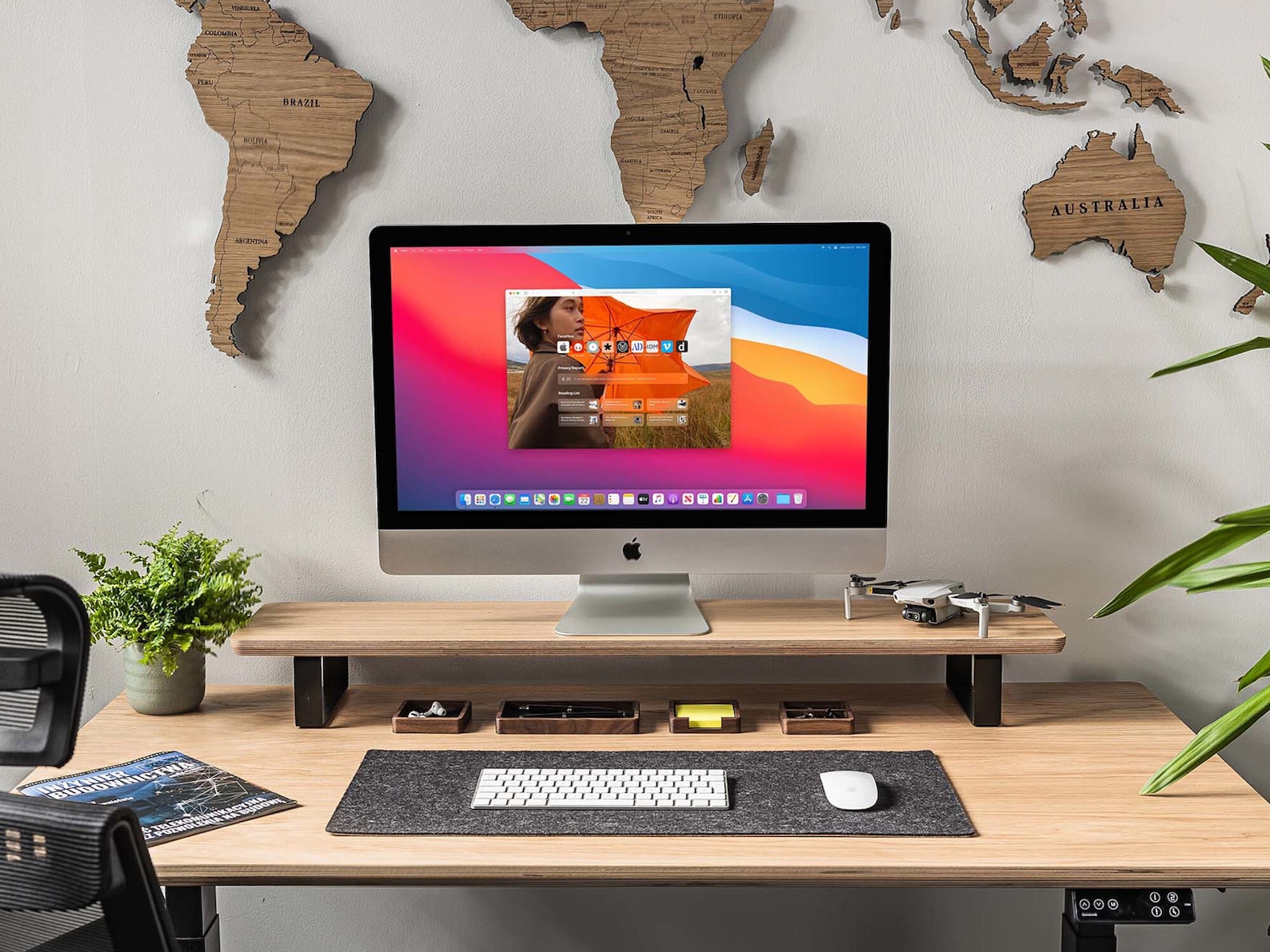 Dual Monitor Stand for Desk Wooden Monitor Riser Walnut - Etsy