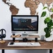 Dual Monitor Stand for Desk | Wooden Monitor Riser | Walnut Desk Shelf ...