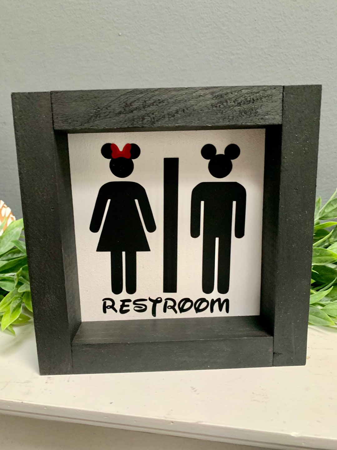 Disney Inspired Home Decor Restroom Sign, Bathroom Decor, Shelf Sitter ...
