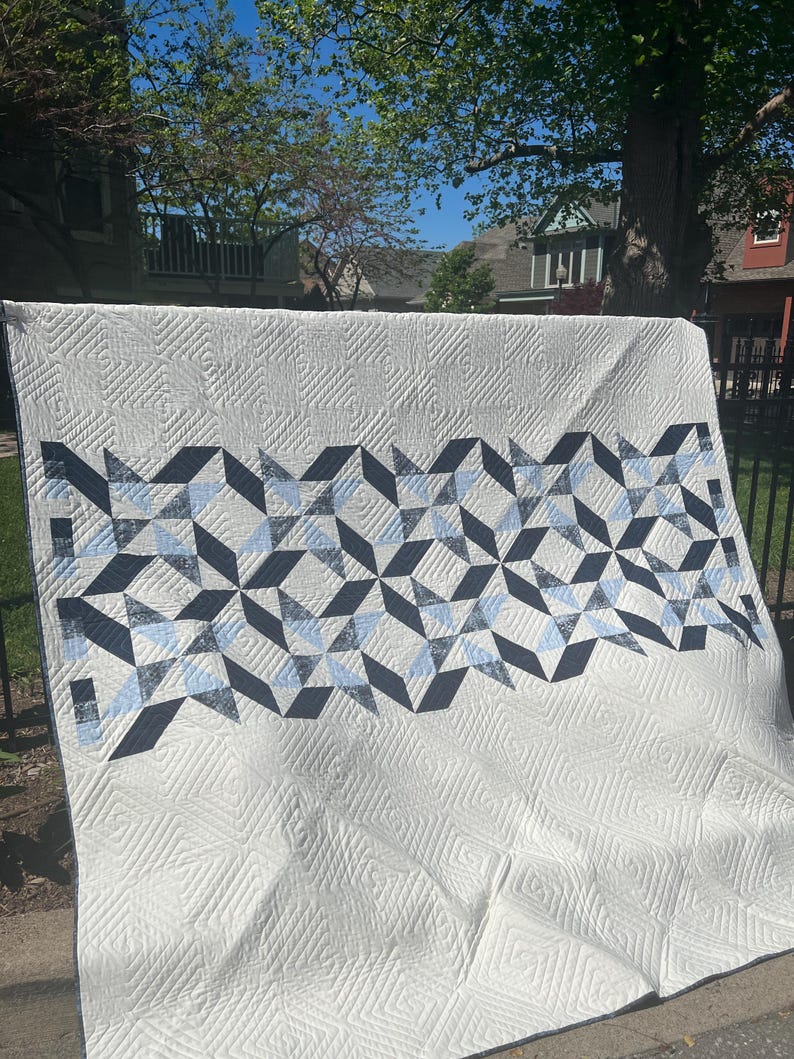 King V2 Quilt Kit / Sorella Blue Fusion Print W/ Navy & Light Blue - Etsy