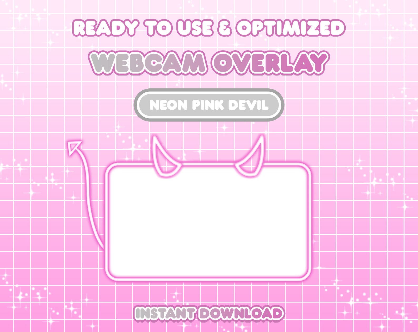 Twitch Static Neon Pink Devil Webcam Overlay - Etsy