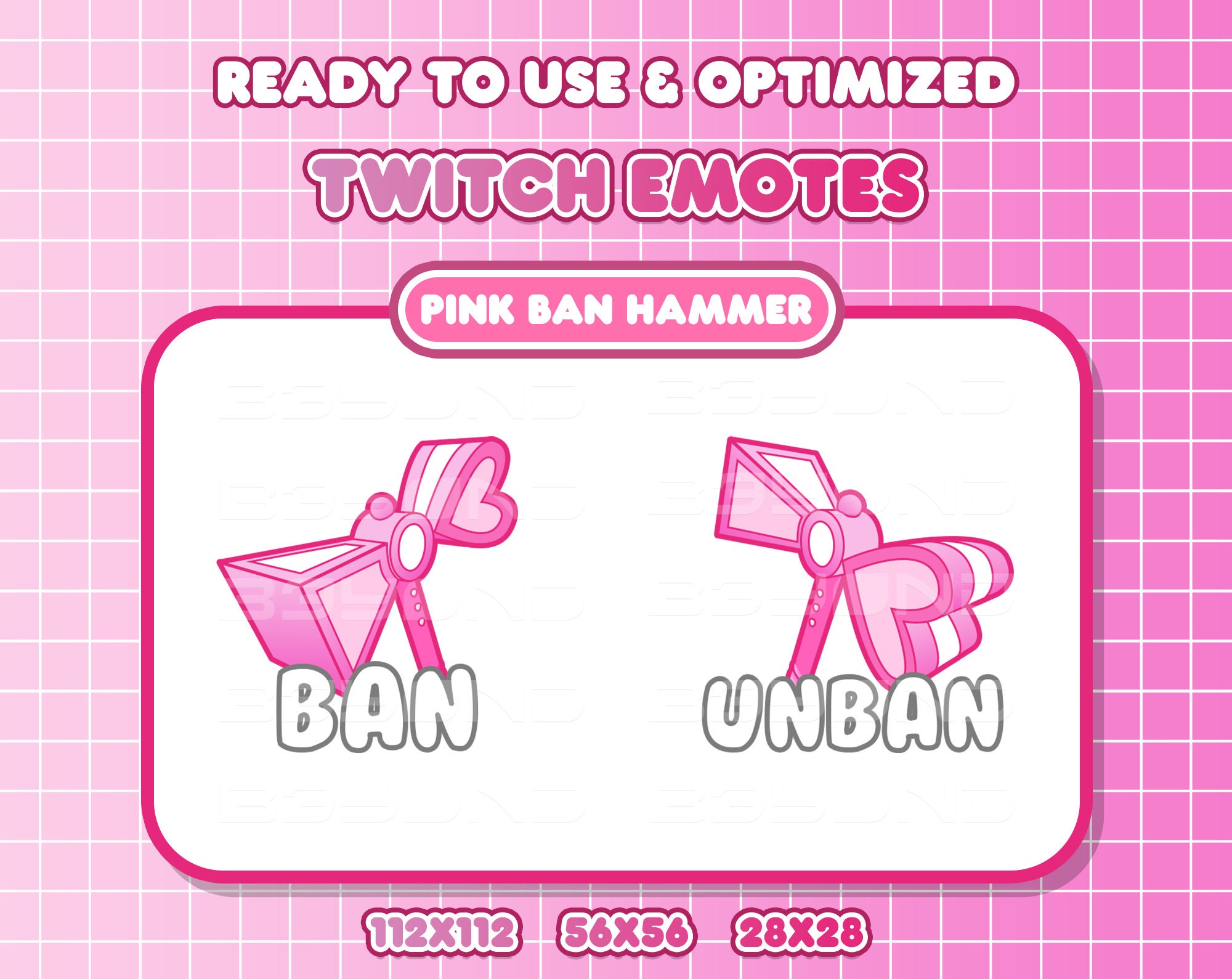Pink Ban Hammer Twitch Discord Emotes - Etsy