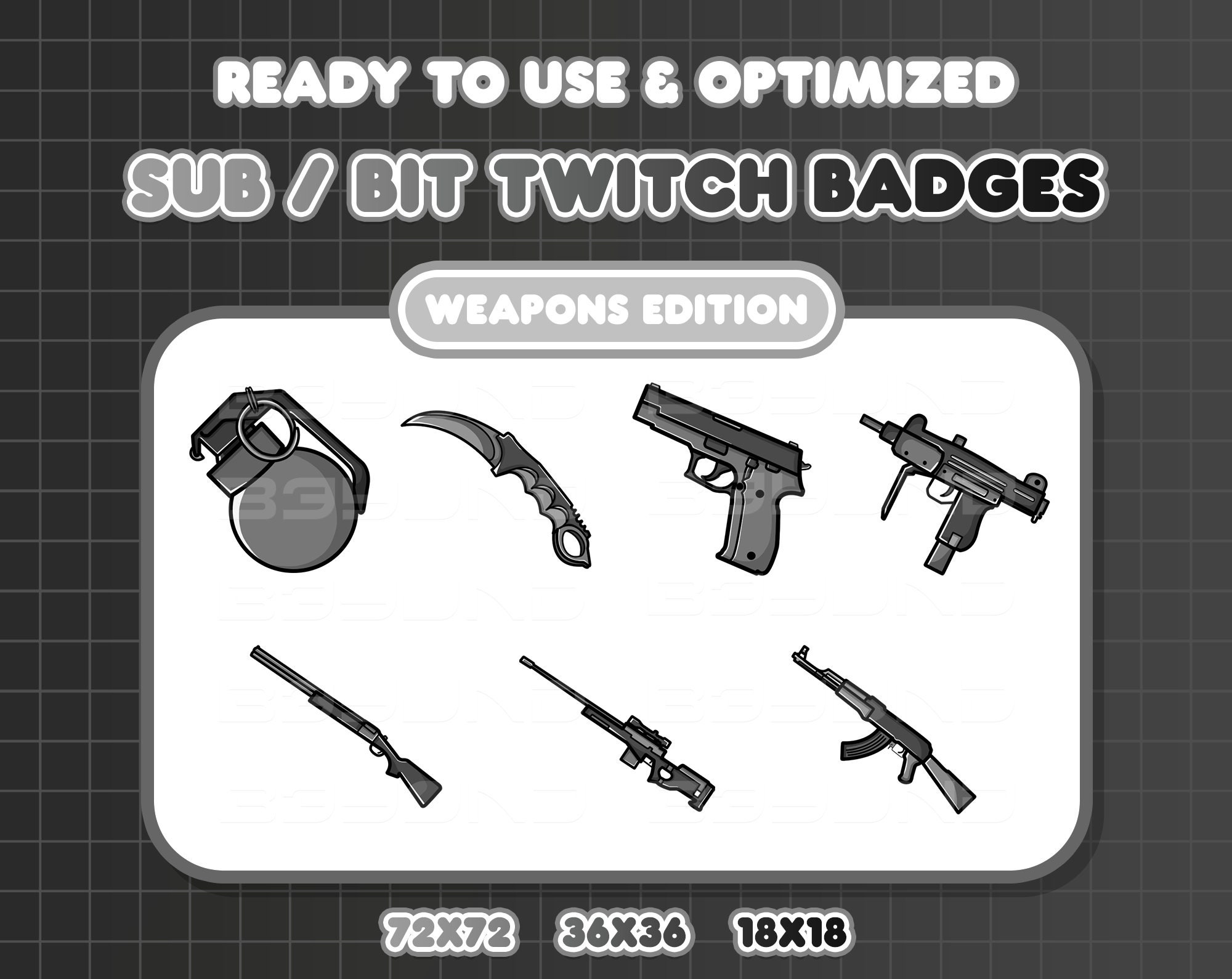 Twitch Sub Badges Black Weapons Firearms - Etsy