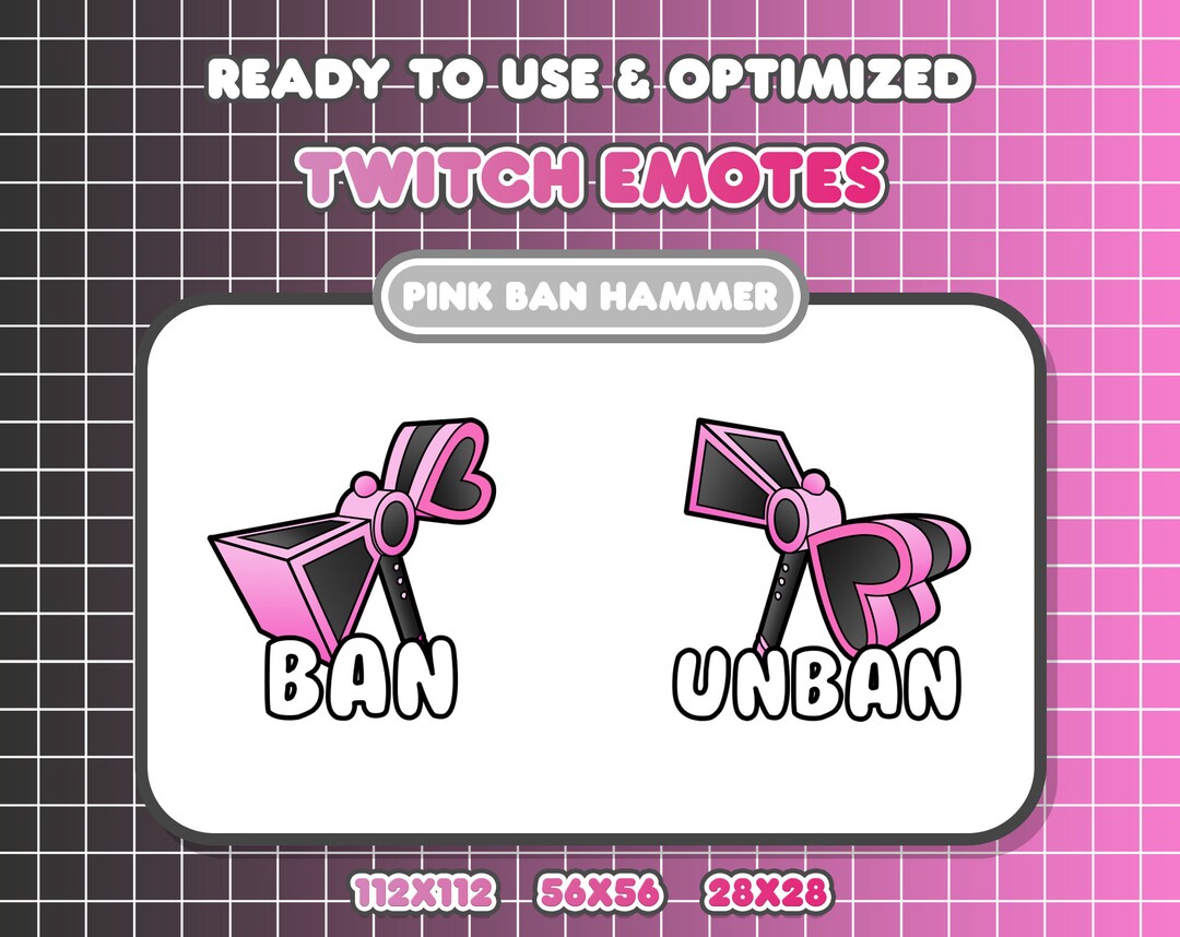 Pink Black Ban Hammer Twitch Discord Emotes - Etsy