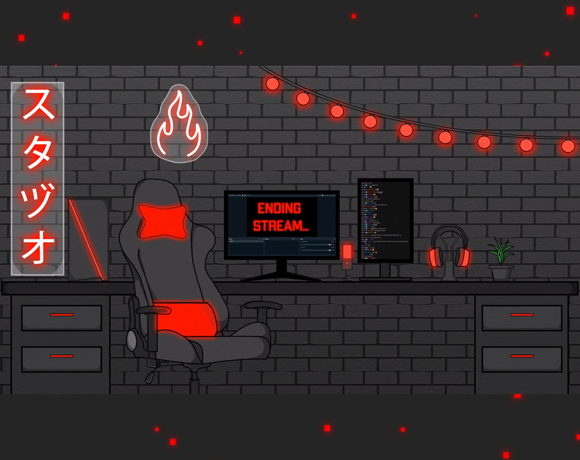 Animated Twitch Scenes Red Gaming Setup - Etsy