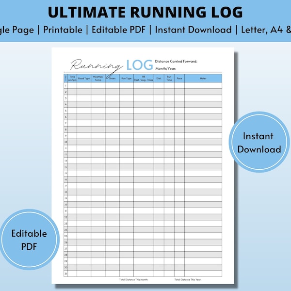 Running Log - Etsy