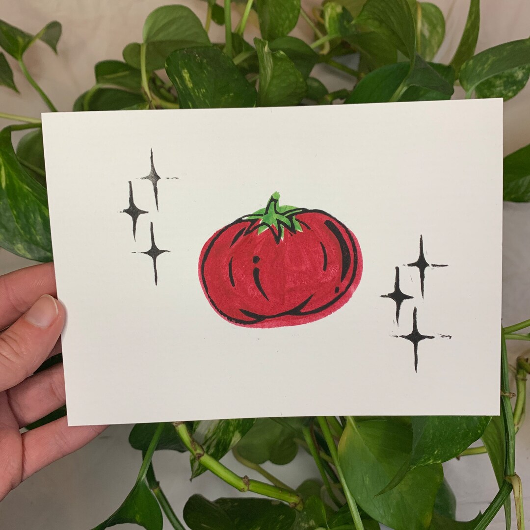 Tomato Linocut Print / Handmade Linocut Print / Blockprint / Original ...