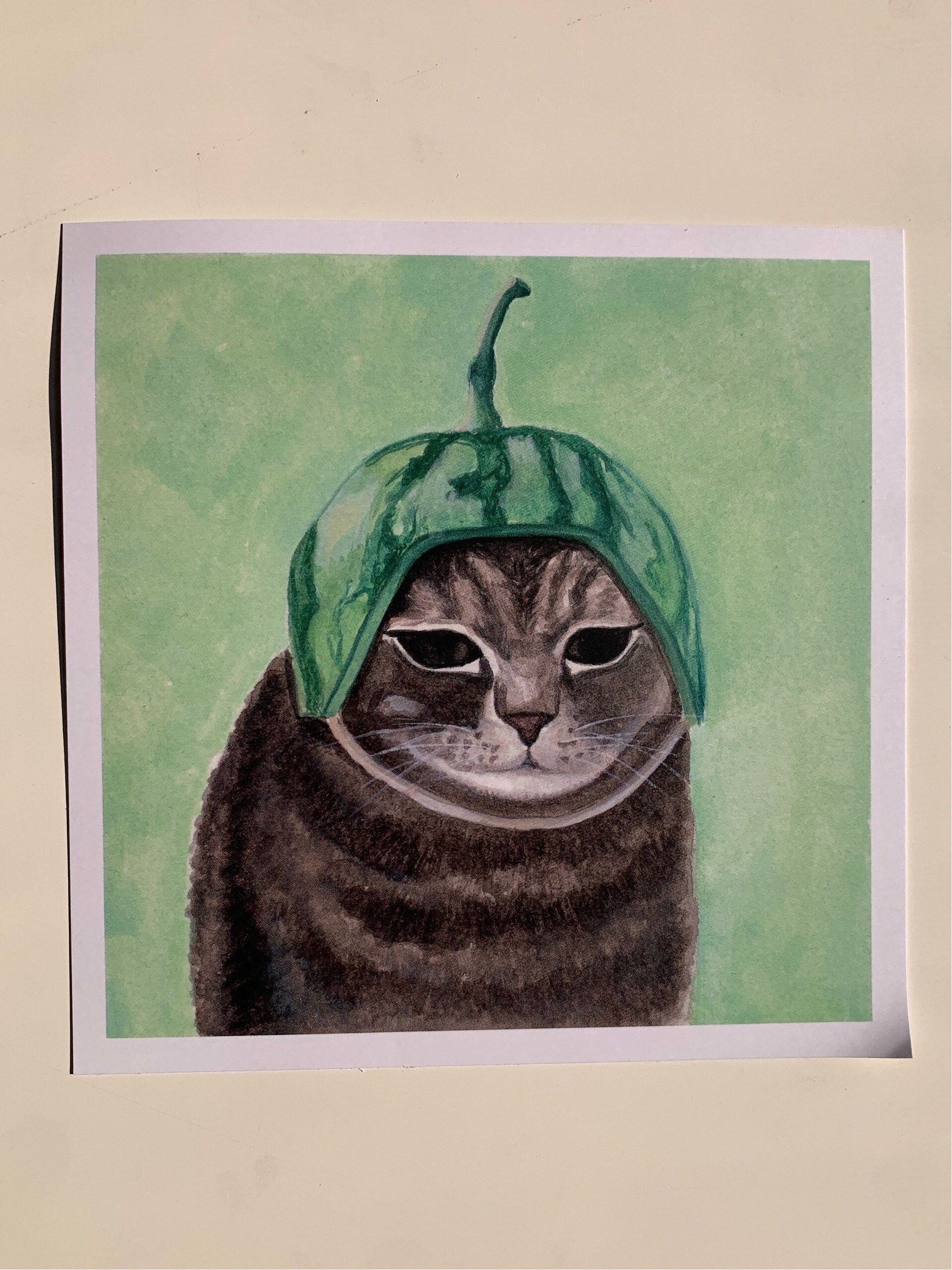 Watermelon Cat - 6x6 Art Print - Etsy