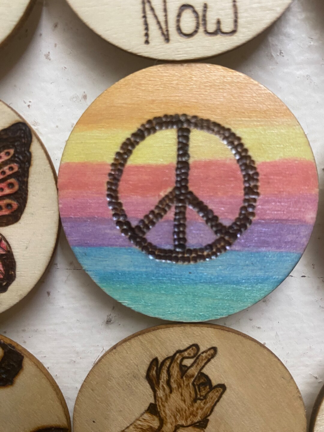 Wood Burned Peace Sign Kitchen Fridge Magnet - Etsy
