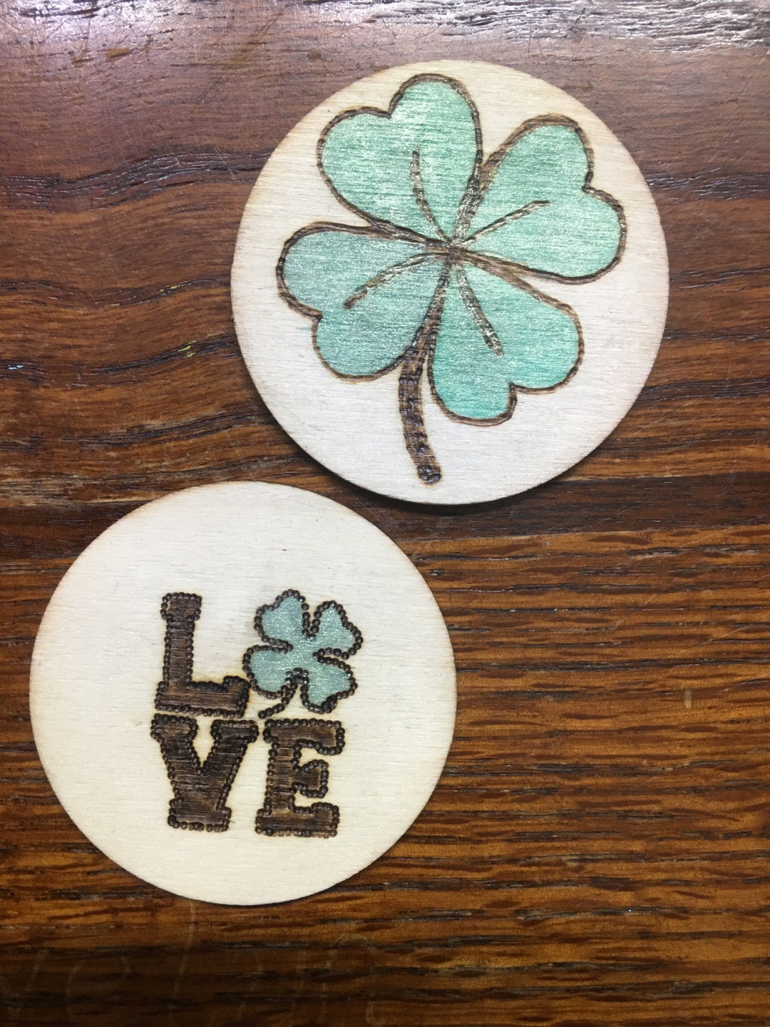 St. Patrick's Day Themed Wood Burned and Painted Magnets. - Etsy UK