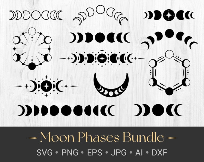 Moon Phases SVG Bundle / Mystical Moons Bundle / Celestial Witchy ...