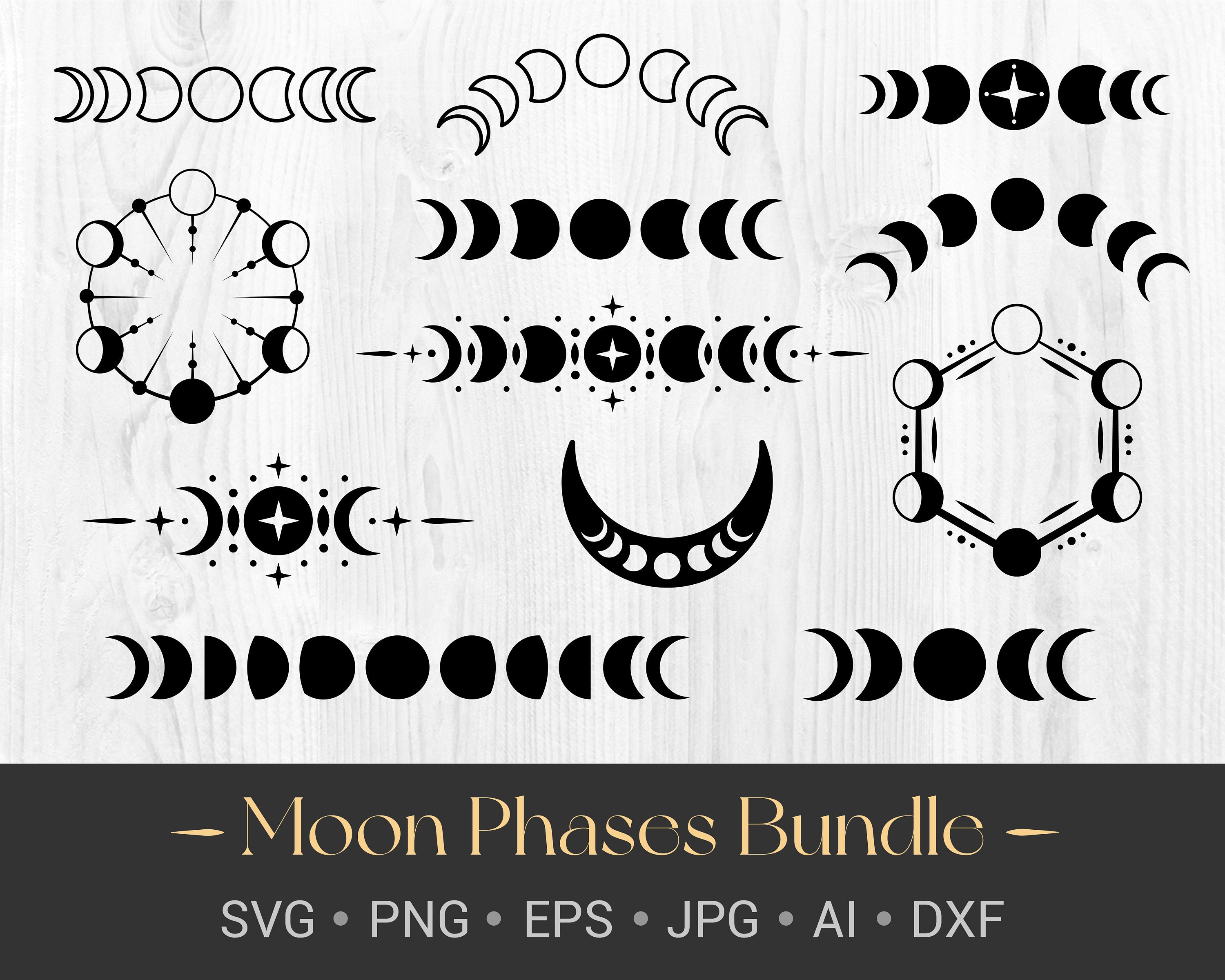 Moon Phases SVG Bundle / Mystical Moons Bundle / Celestial Witchy ...