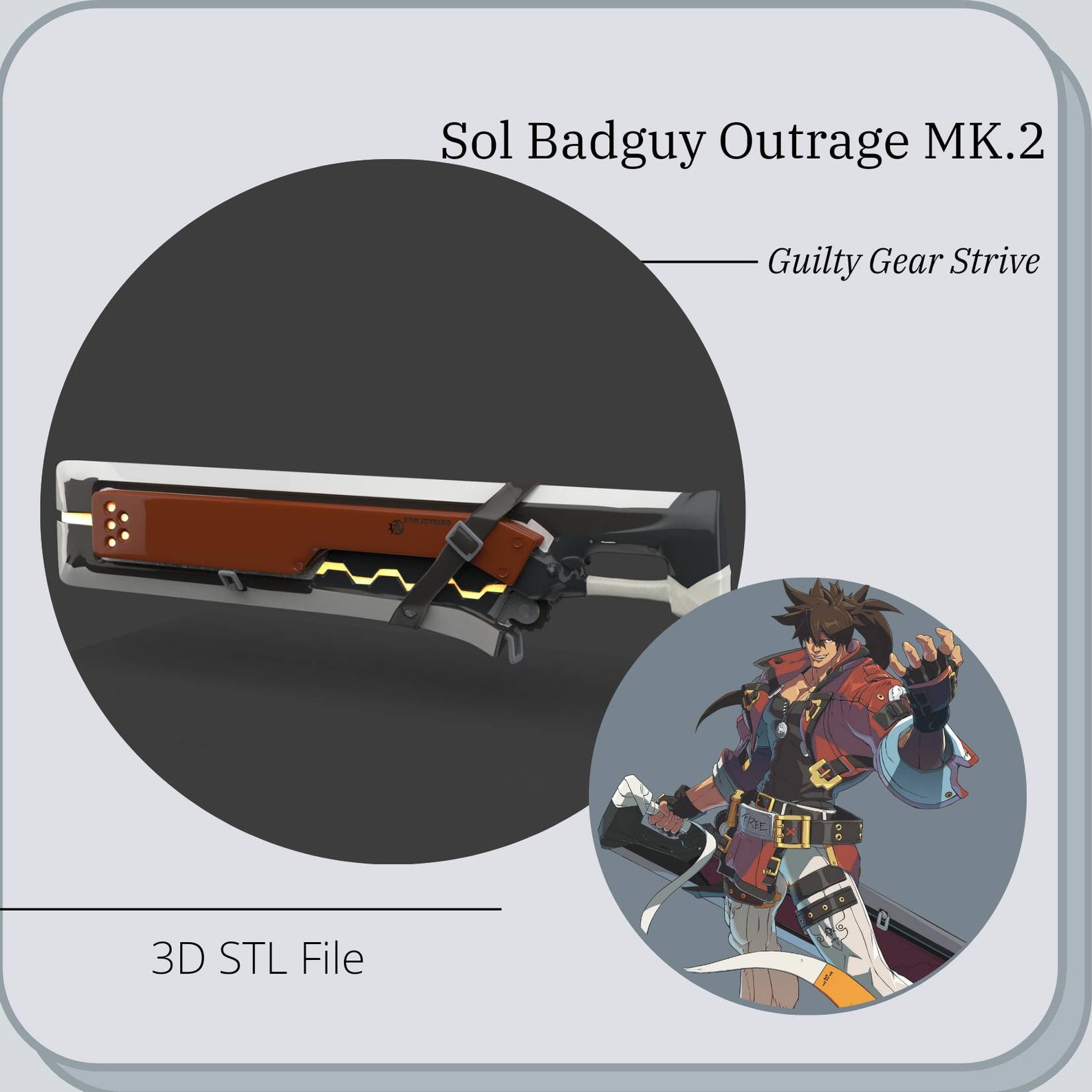 Sol Badguy Outrage Mk 2 Sword Cosplay Prop From Guilty Gear Strive *3D ...