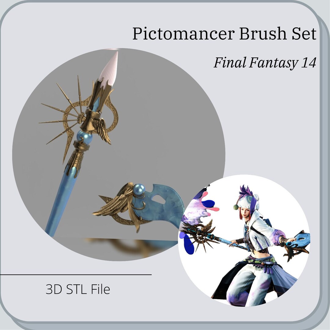 Pictomancer Brush Set Prop From Final Fantasy 14 3D STL DIGITAL File ...