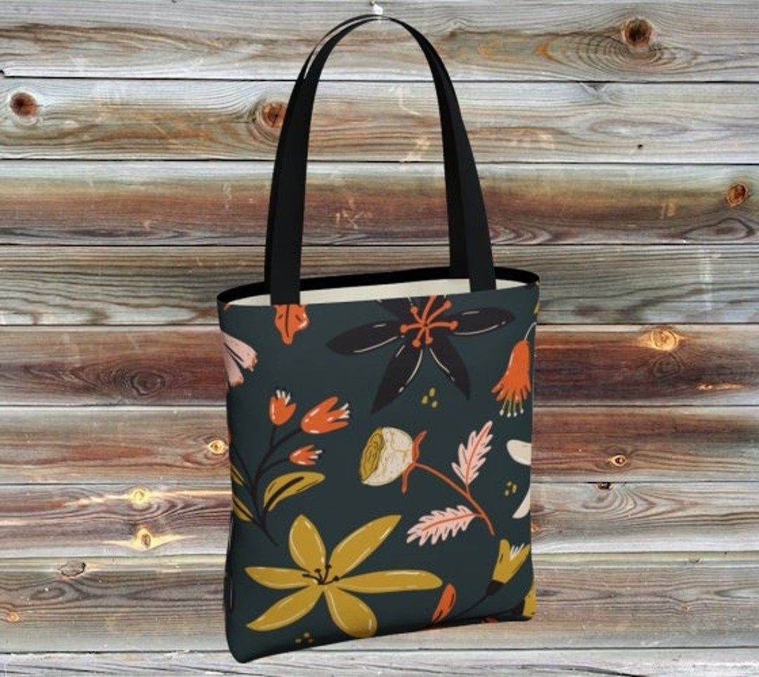 Forest Green Botanical Tote Bag Aesthetic Plant Tote Bag Reusable Cute ...
