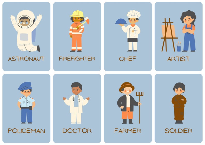 Professions Flashcards Jobs and Occupations Flashcards - Etsy Australia