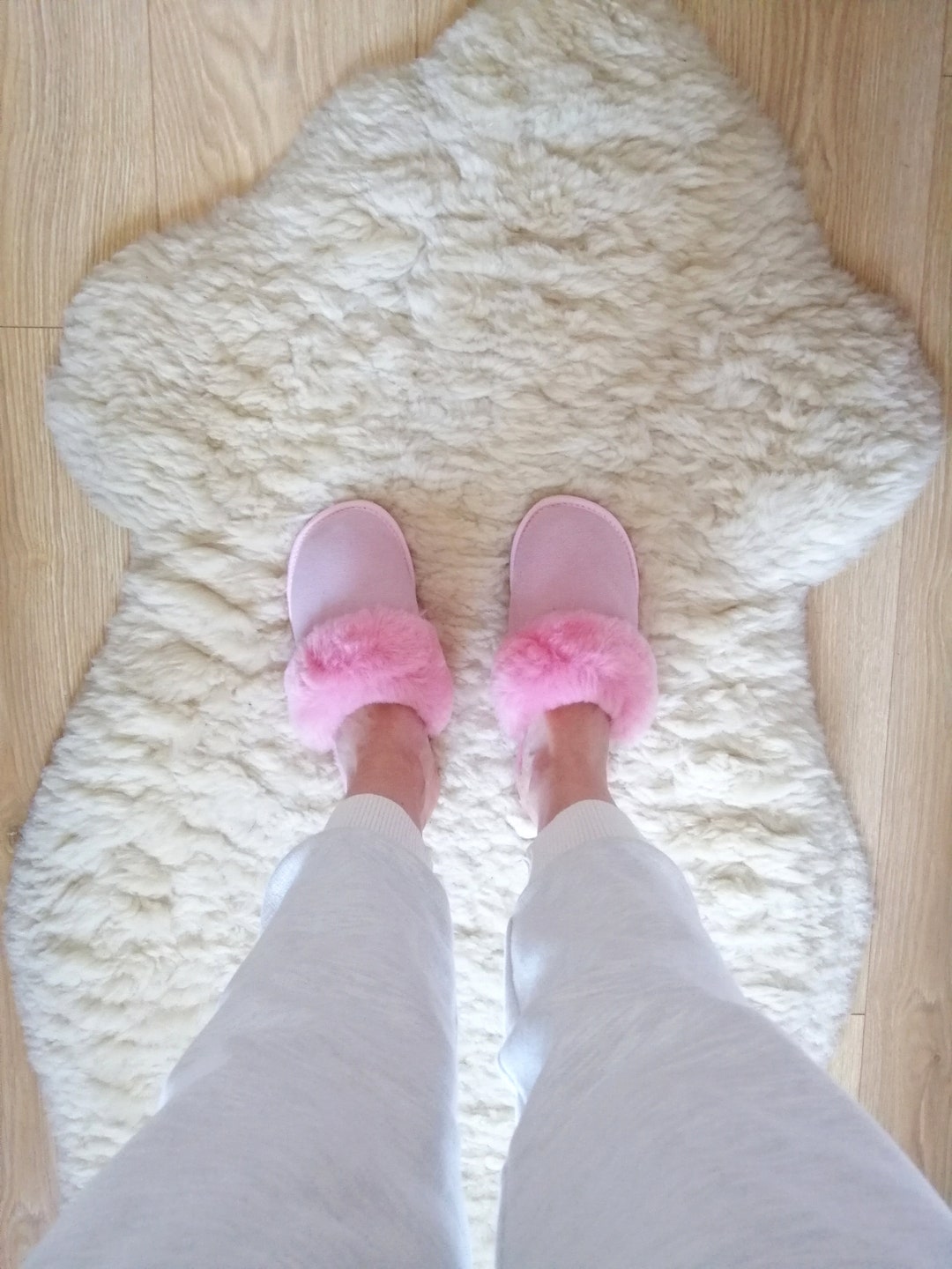 Women's Genuine Leather Wool Slippers , Pantoufle Peau De Mouton Femme ...