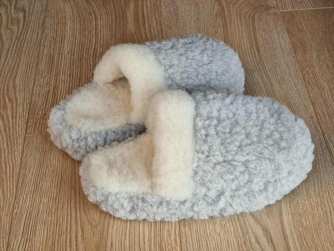 Pure 100 % Merino Wool Slip-on Women's Slippers, Organic Wool Slippers ...