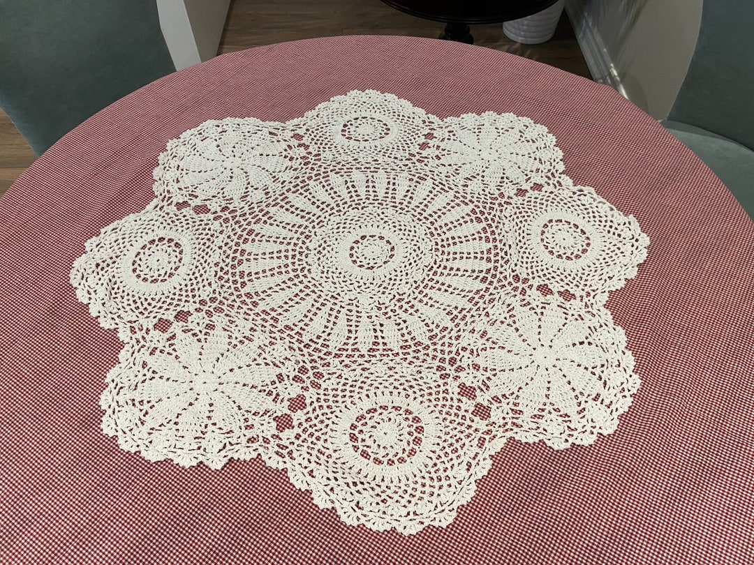 New Hand Crocheted Round Doily/tablecloth Lace 30”x30” C-201273 - Etsy
