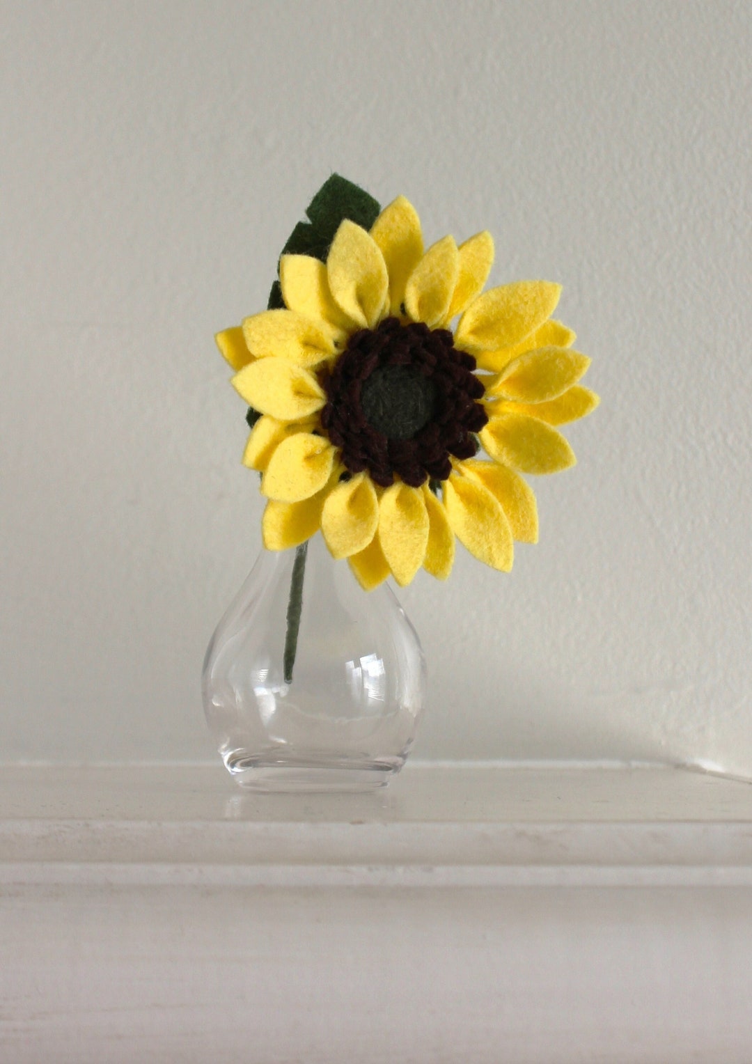 Mini Sunflower, Felted Sunflower, Small Yellow Flower, Bud Vase Flower ...