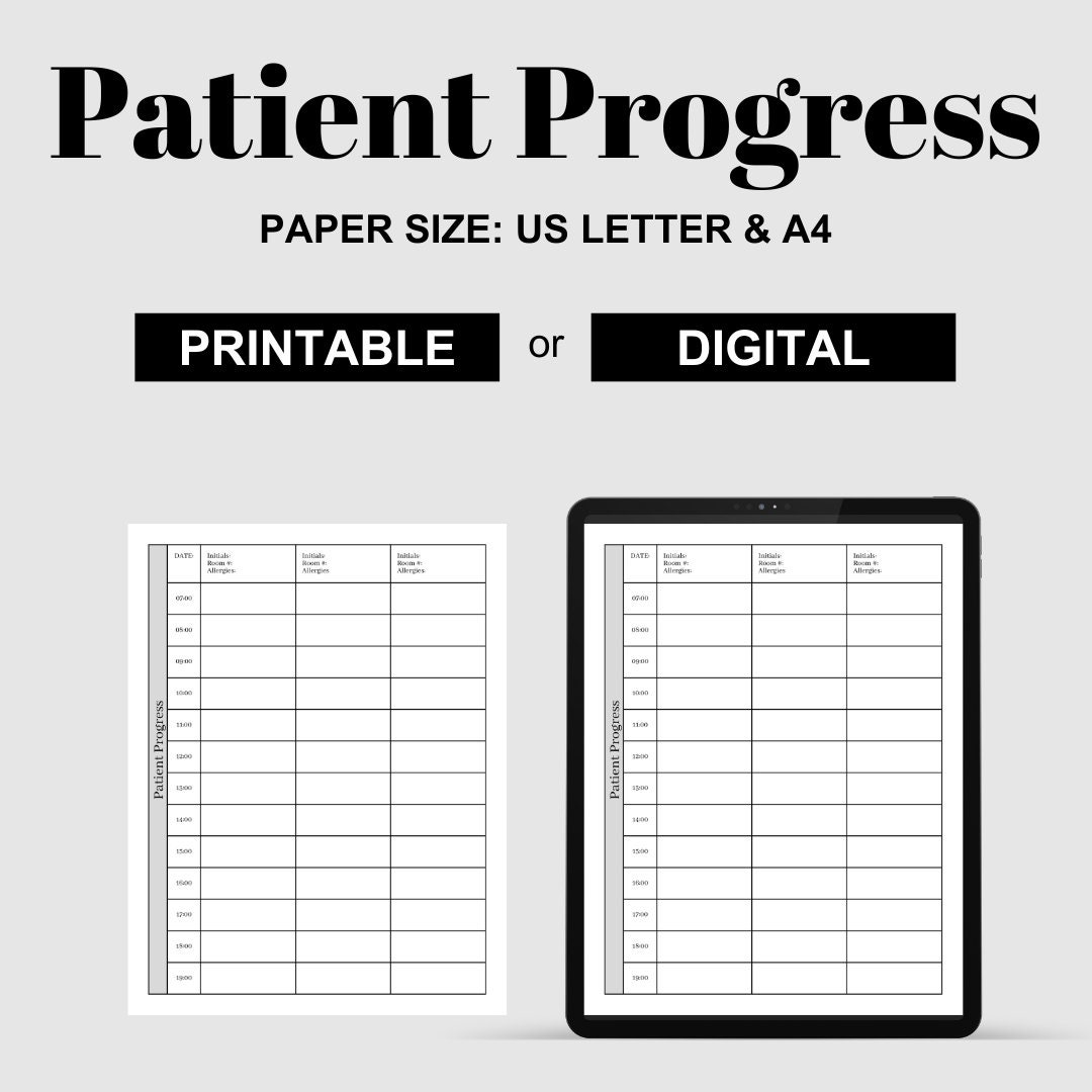 Nurse Patient Progress Sheet | Printable | PDF | Letter & A4 - Etsy