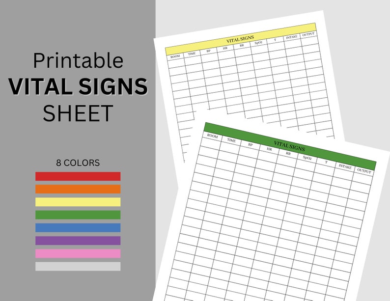 Vital Sign Sheet Printable PDF Letter - Etsy