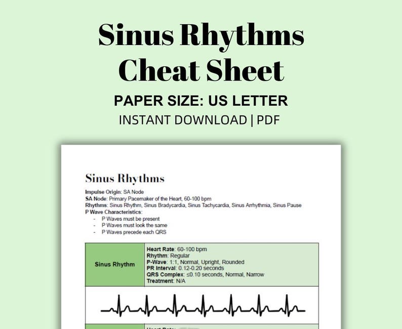 Sinus Rhythms | ECG Basics | ECG Interpretation | Cheat Sheet | Nursing ...
