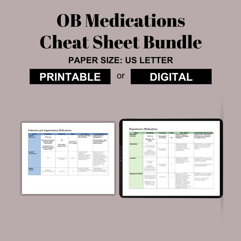 OB Medication Bundle | Cheat Sheet | Labor & Delivery | NCLEX ...