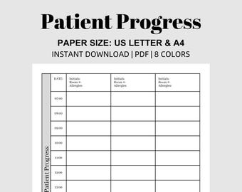 Nurse Patient Progress Sheet | Printable | PDF | Letter & A4 - Etsy
