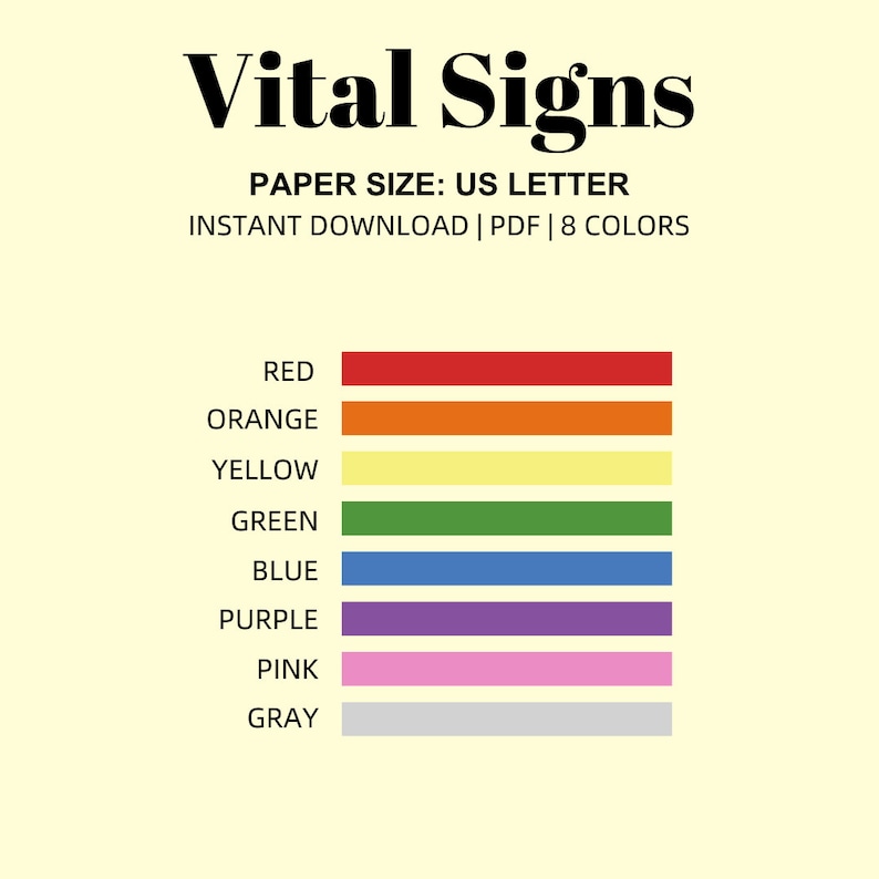 Vital Sign Sheet | Printable | PDF | Letter - Etsy