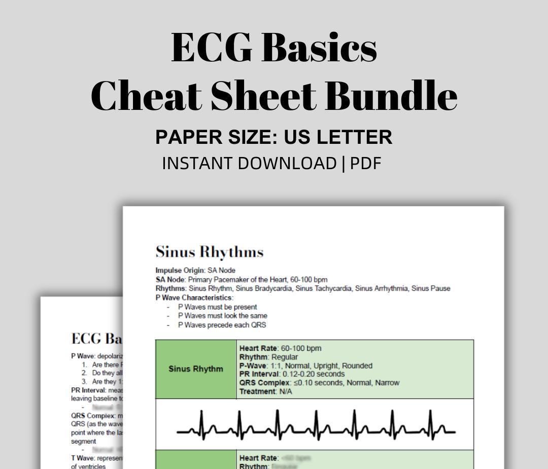 ECG Basics and Interpretation Bundle | Cheat Sheet | Nursing | NCLEX ...